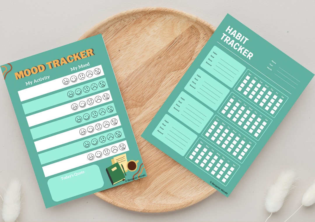Printable Mood Tracker, Daily Planner, Wellness Log (digital Download ...