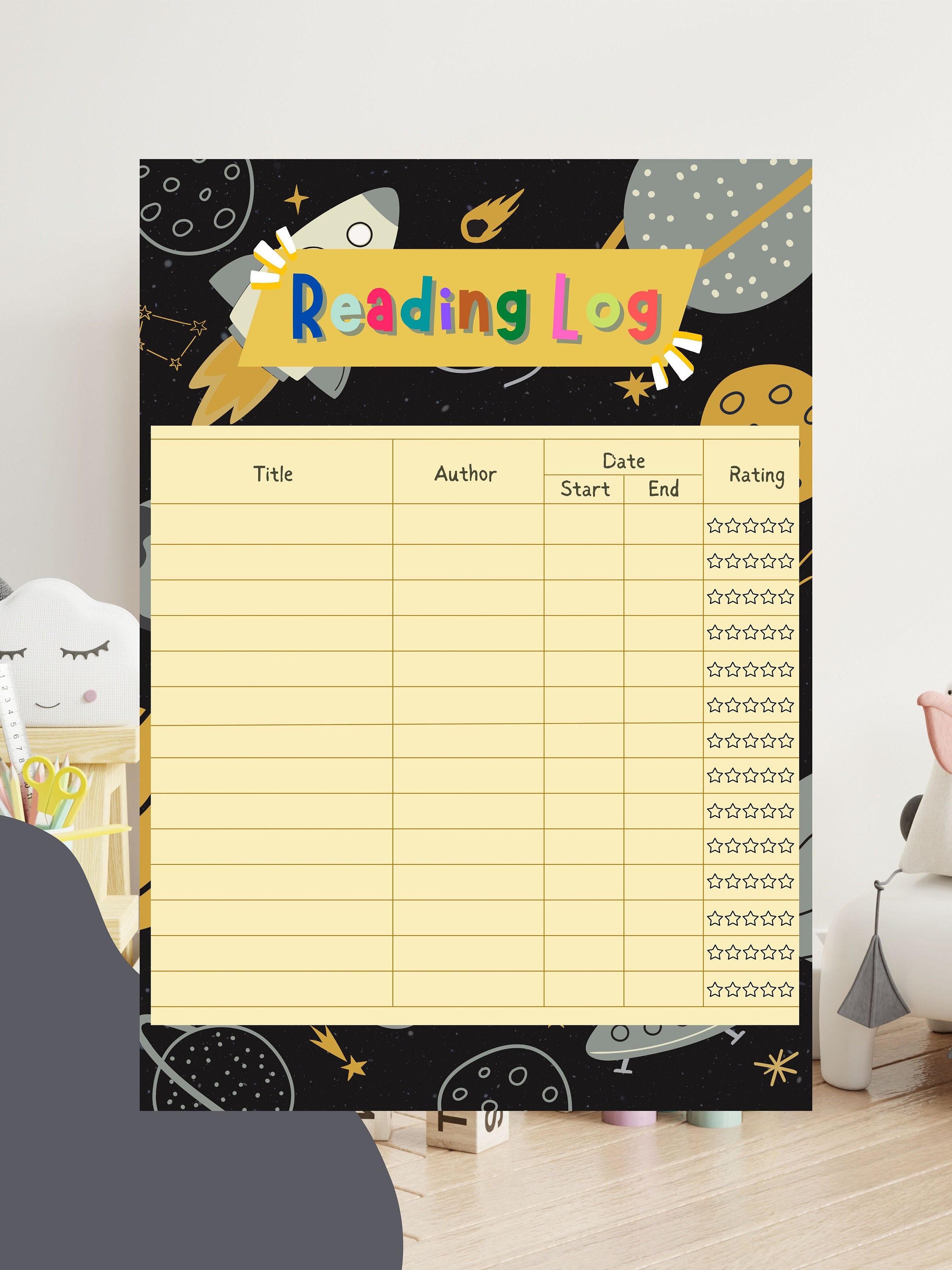 Kids Space Reading Log, Printable Reading Journal (digital Download) - Etsy