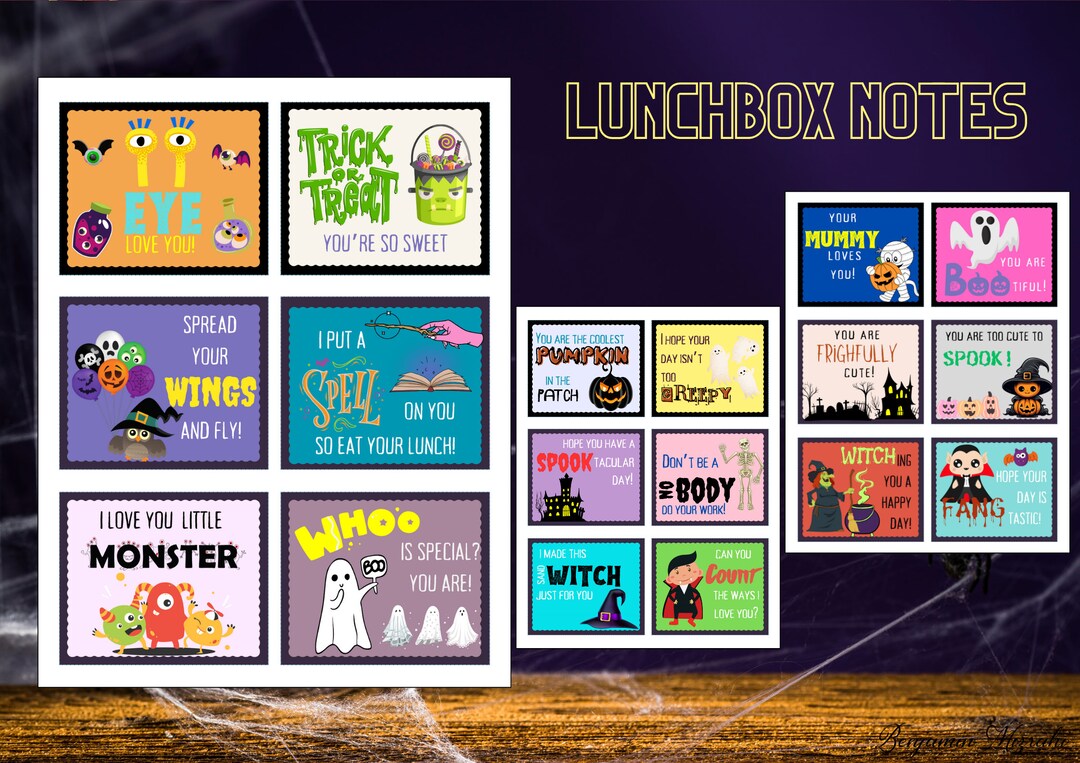 Printable Halloween Lunchbox Notes, Jokes for Kids (instant Download ...