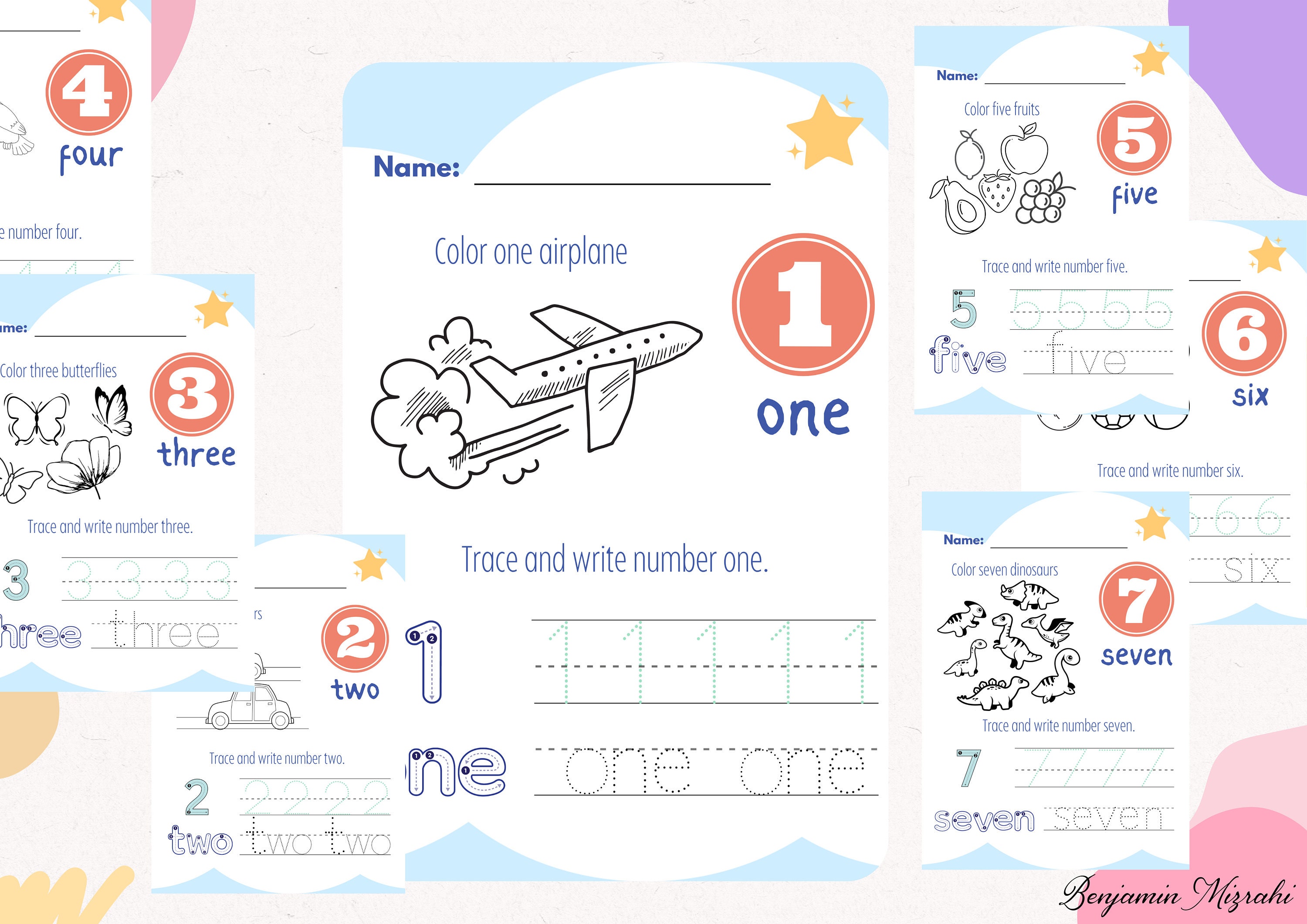 Numbers 1 to 10 Tracing Practice PDF Worksheets for Homeschooling ...