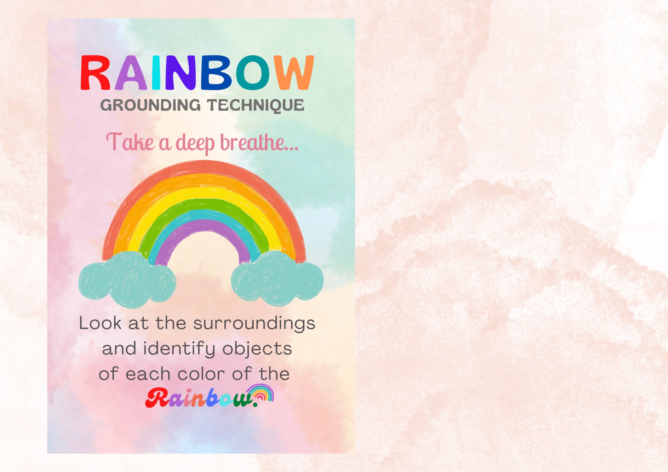 Rainbow Design Grounding Technique Therapy Poster - Grounding Technique ...