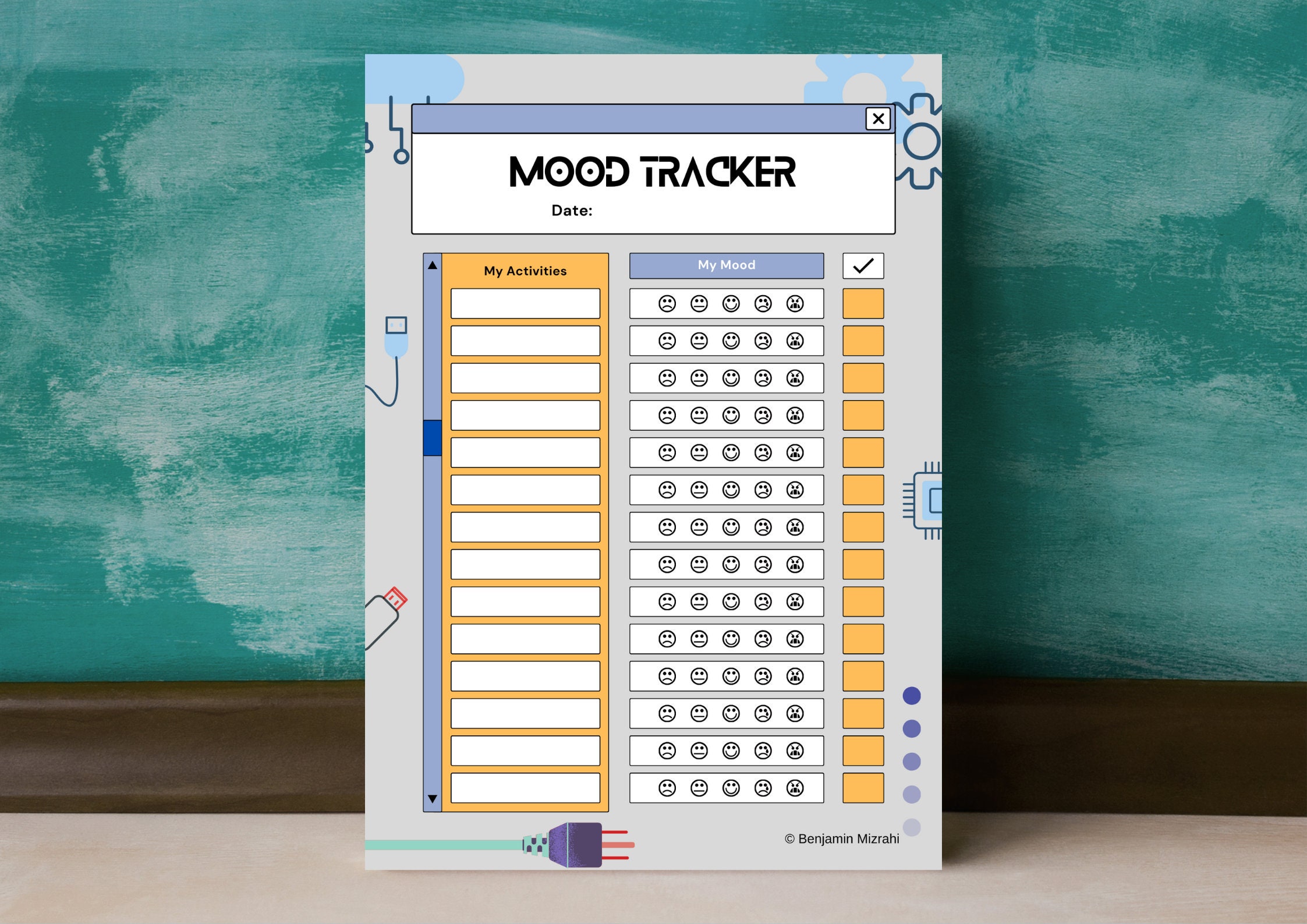 Printable Mood Tracker Chart Template, Daily Mood Tracker Pages for ...