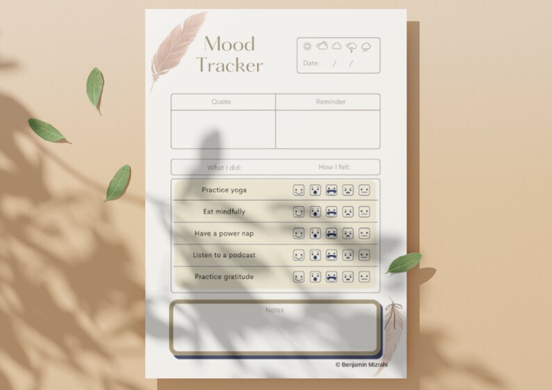 Daily Mood Tracking Chart Template, Printable Mood Tracker Pages for ...