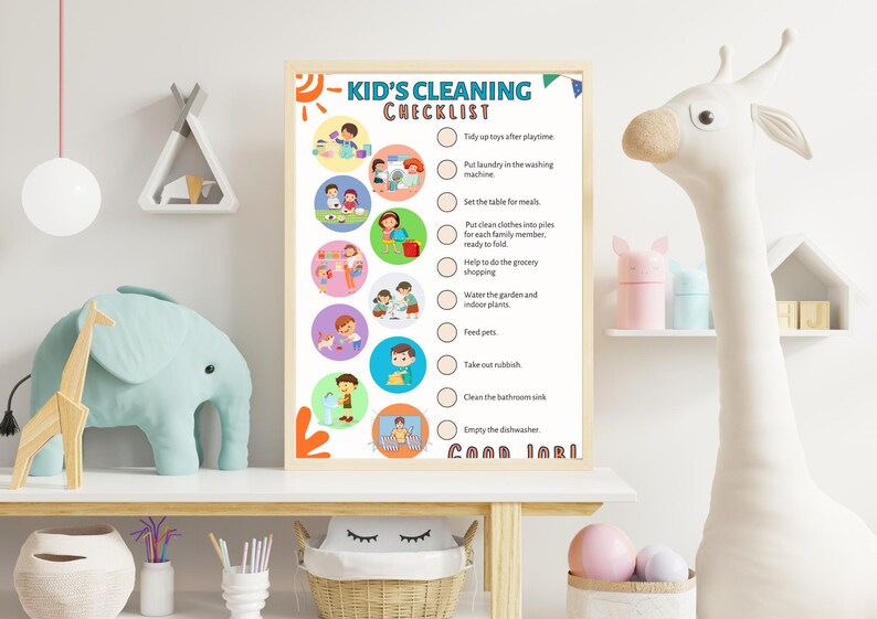 Kid's Cleaning Checklist | Printable Cleaning Checklist | Kids Cleaning ...