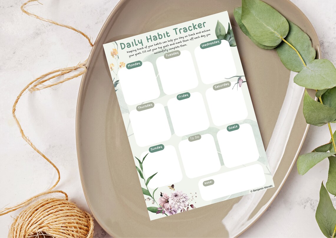 Daily Habit Tracker Printable Goal Planner Simple Tasks - Etsy