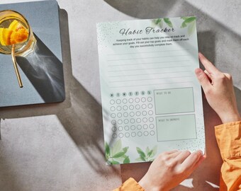 Minimalist Daily Habit Tracker Printable Goal Planner Simple Tasks ...