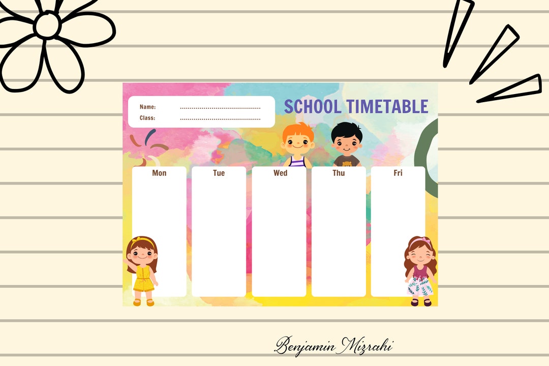 Printable School Timetable | Back to School Weekly Schedule | Classroom ...