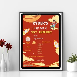 Editable First or Last Day of School -- 1st Grade Boy or Girl Cute ...