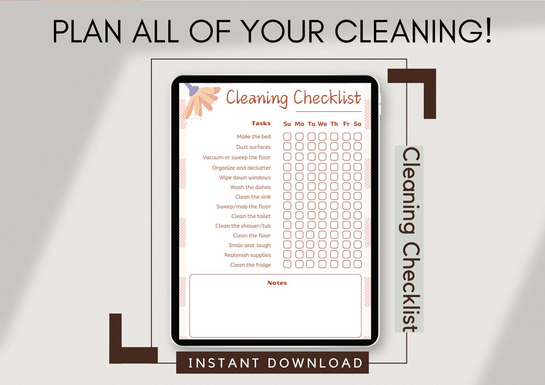 EDITABLE Cleaning Checklist, Cleaning Planner, Cleaning Planner ...