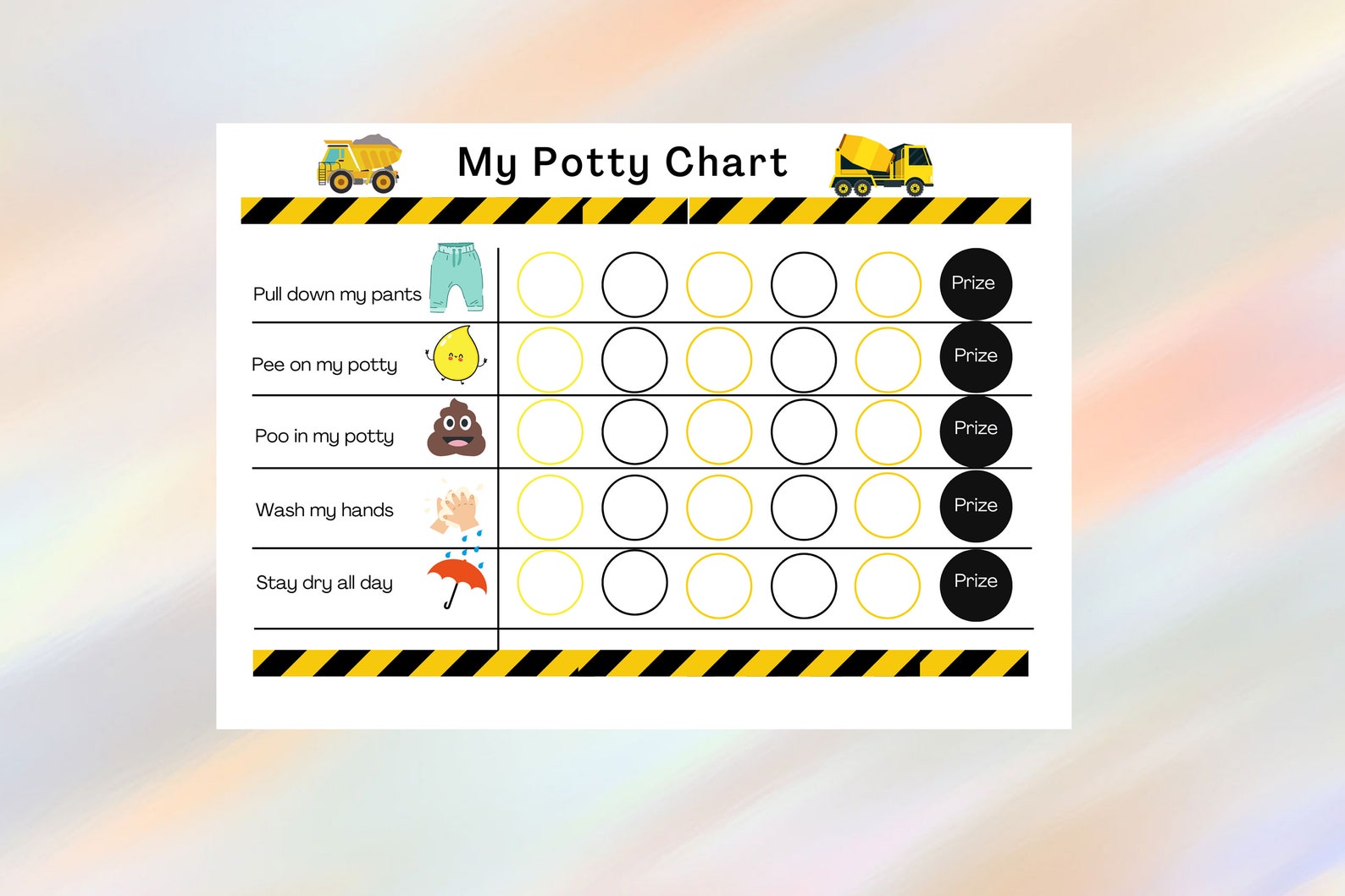 Car Potty Training Rewards Chart - Printable Potty Training Prize Chart ...