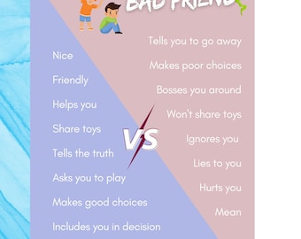 Good Vs Bad Friends Poster PRINTABLE Social Emotional Learning Skills ...