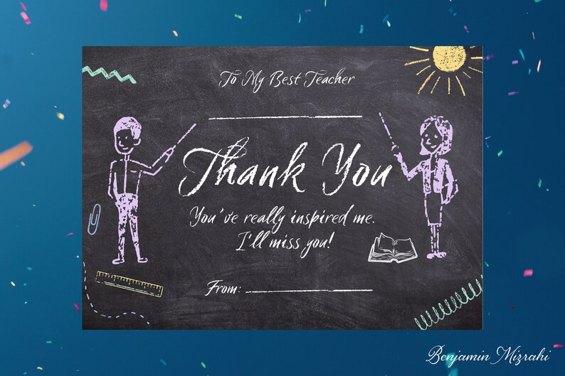 Appreciation Invitation, Grateful for You Teacher, Chalkboard Printable ...