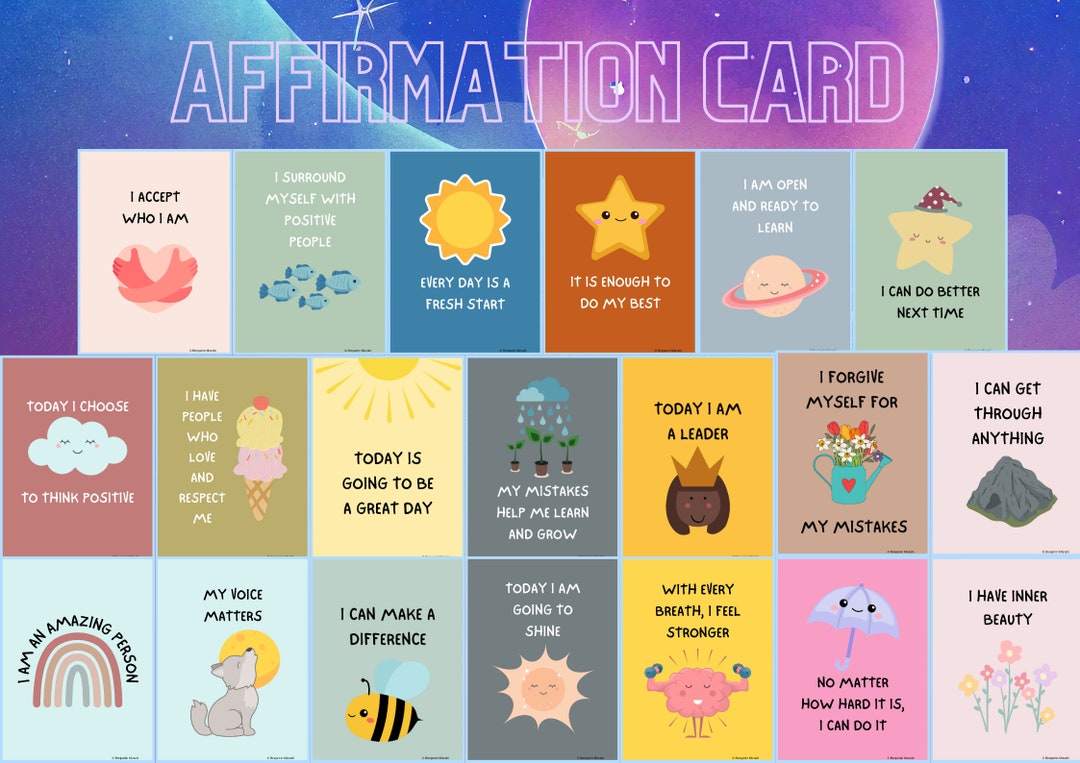 Printable Children's Positive Affirmation Cards | Set of 20 Kids ...