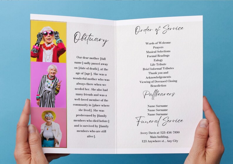 Funeral Programs Template Floral Obituary Template for Funeral Memorial ...