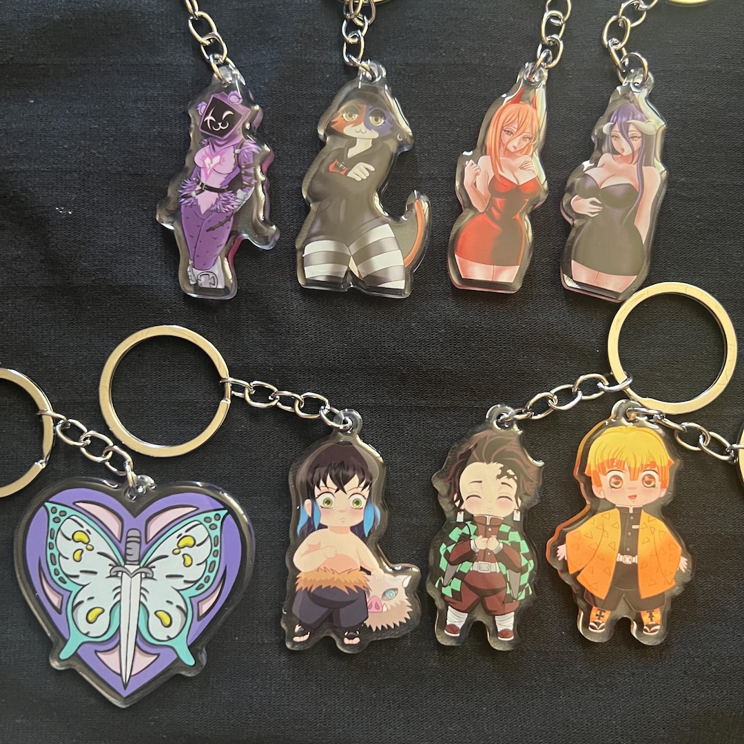 Anime Keychains Slayer Over Lord Jojo Power CSM and Jojo Designs ...