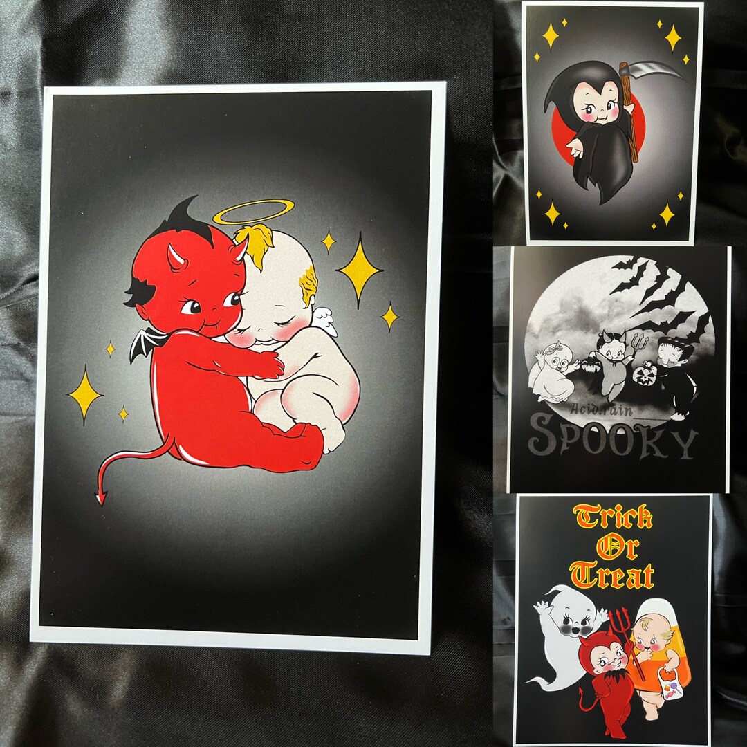 Spooky Kewpie Babies Poster Print Options Devil Kewpie and Reaper ...
