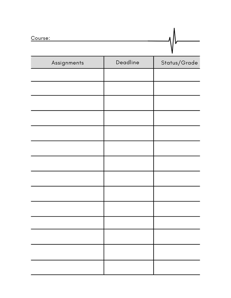 Nursing Student Assignment Tracker - Etsy