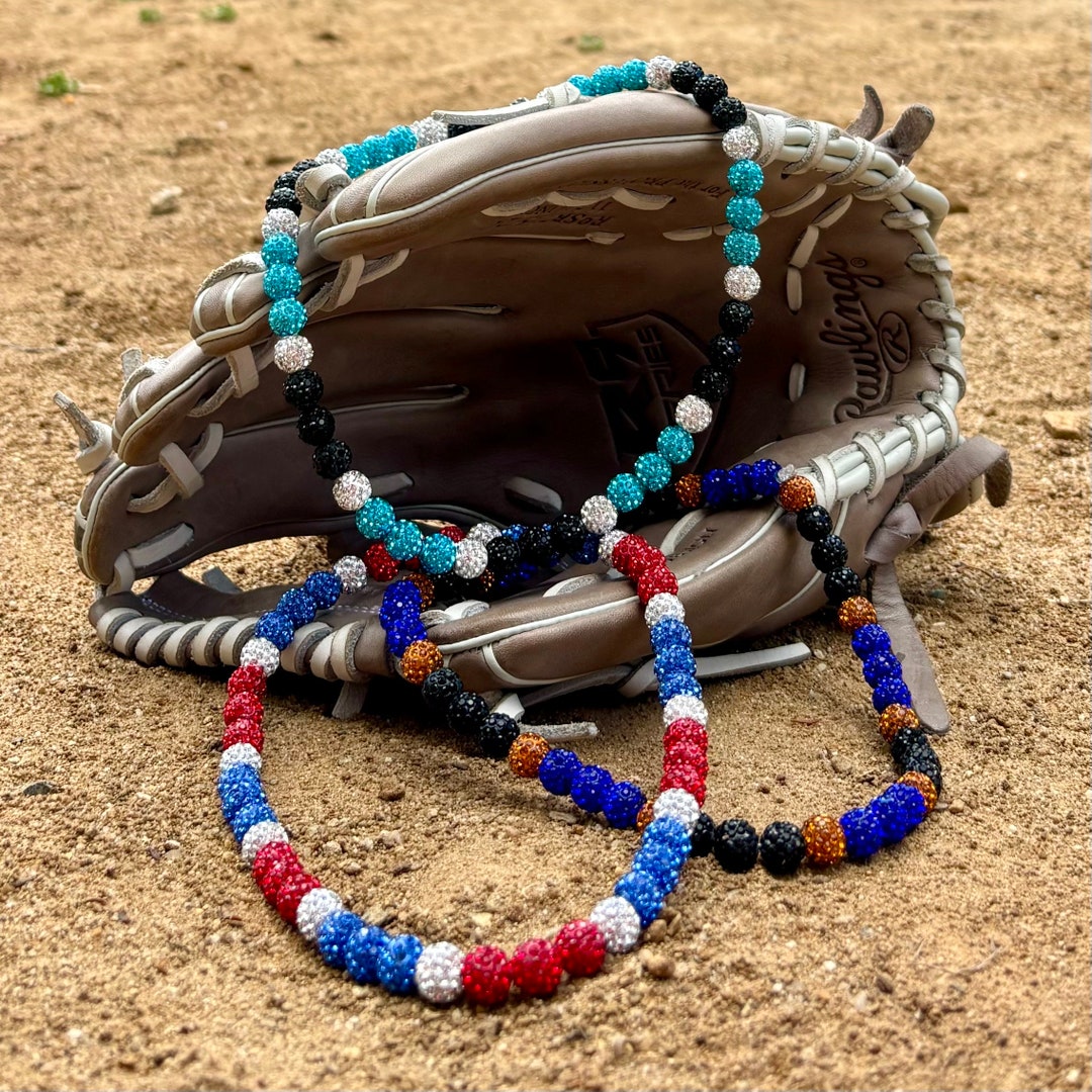 3 Color Sports Ice Drip Necklace Baseball Bling Softball Bling String ...
