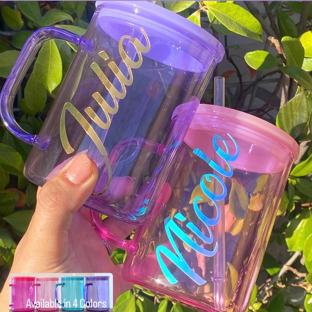Personalized Jelly Mug 17oz Colored Glass Cup With Lid and - Etsy