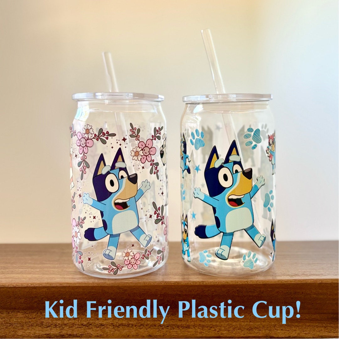 Bluey and Friend 16oz Plastic Soda Can Cup With Straw and Lid Bluey ...