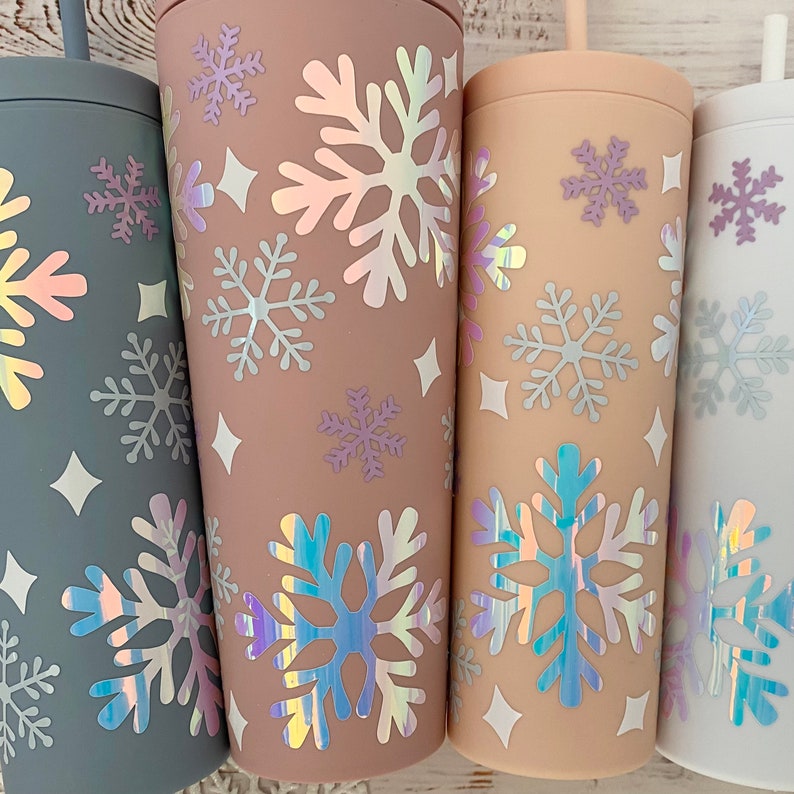 Snowflake Tumbler: Winter Wonderland Acrylic Cup With Lid & Straw - Etsy
