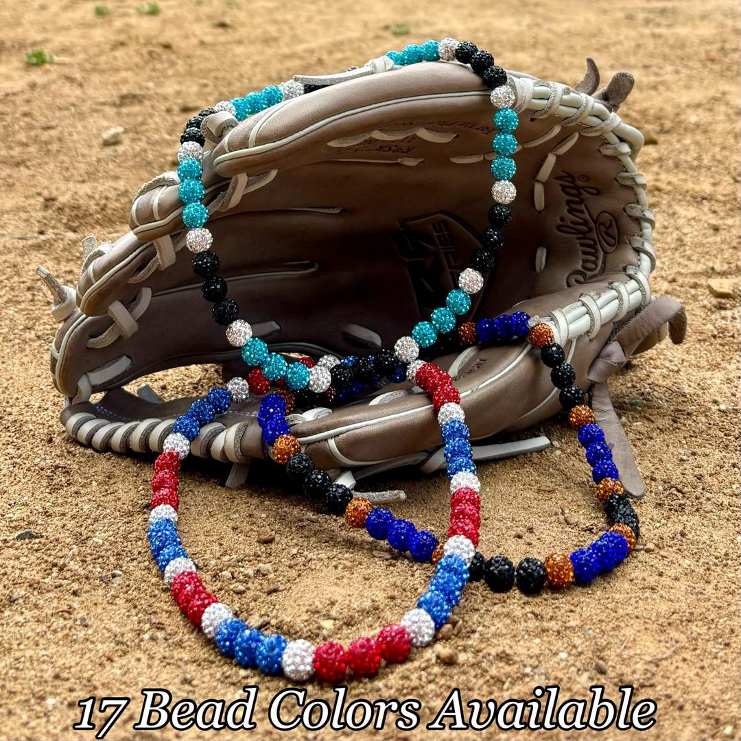 3 Color Sports Ice Drip Necklace Baseball Bling Softball Bling String ...
