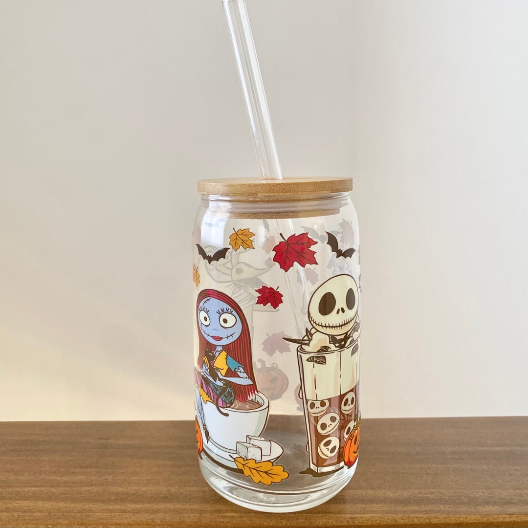 Nightmare Before Christmas Iced Coffee Cup 16oz Glass Soda Can Cup W ...