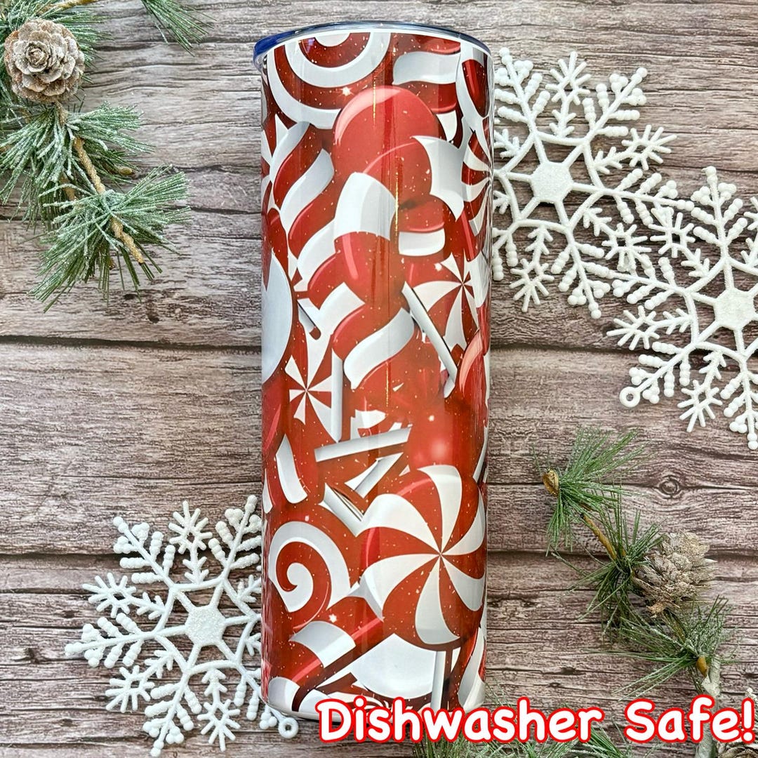 Candy Cane Peppermint Christmas 20oz Stainless Steel Tumbler Dishwasher ...