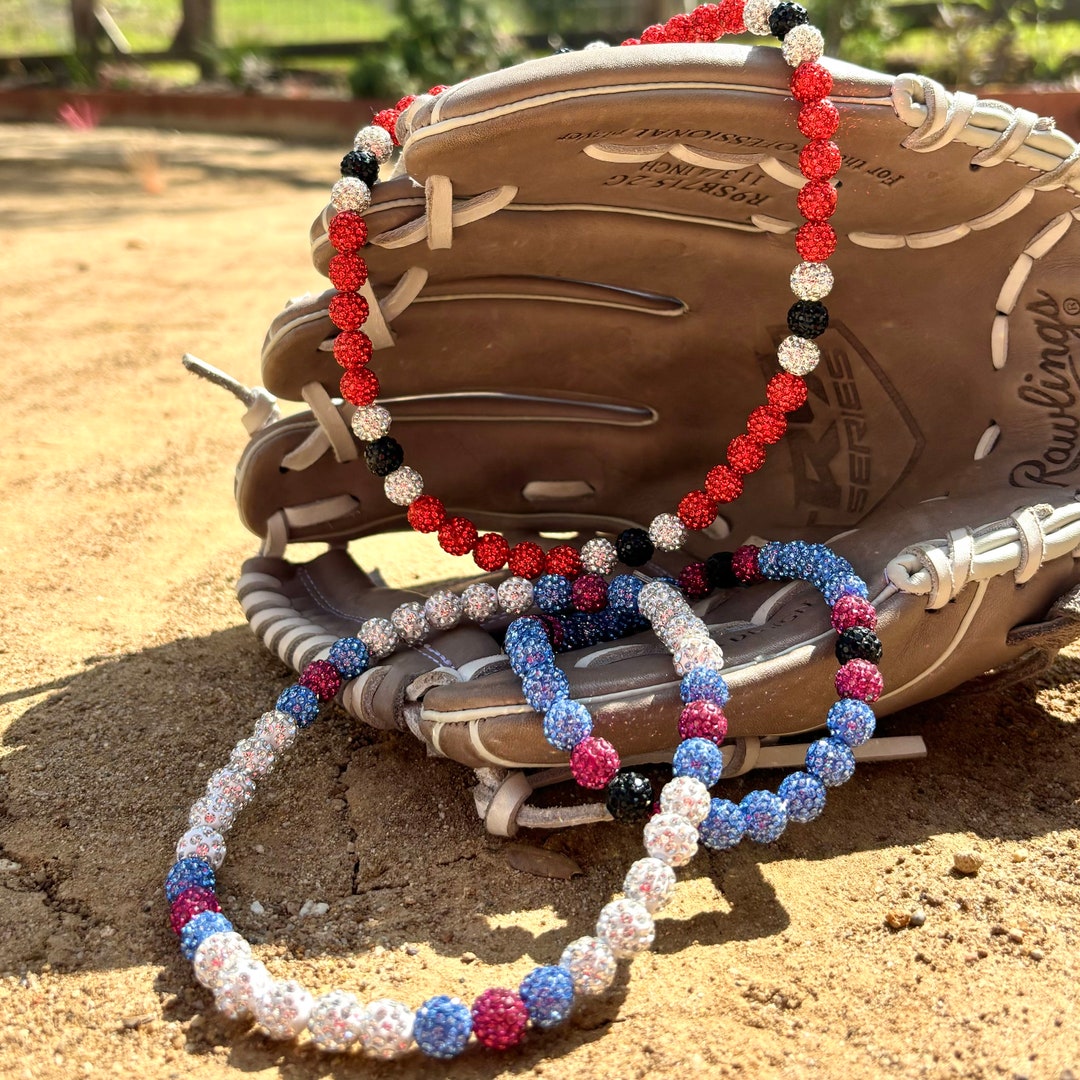 3 Color Sports Ice Drip Necklace Baseball Bling Softball Bling String ...