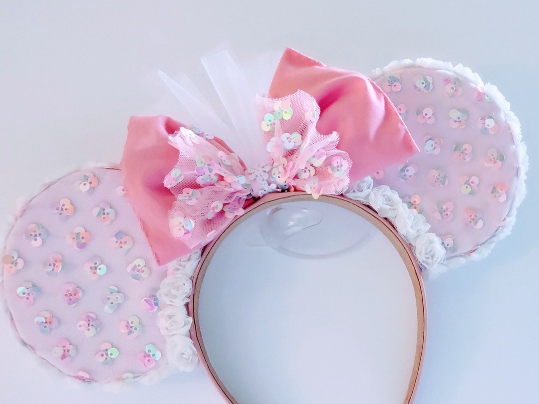 Pink Sequins Mouse Ears Headband, Gorgeous Shiny Pink Mouse Ears ...