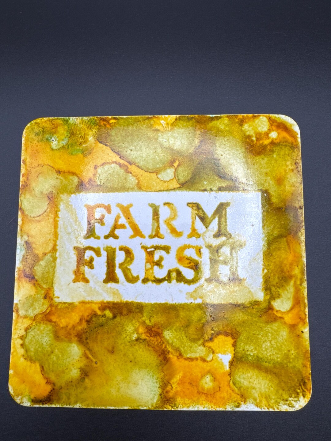 Farm Fresh Refrigerator Magnet, Yellow Green Alcohol Ink Art (4"x4") - Etsy
