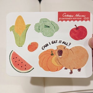 Capybara Sticker Sheet, Vinyl Laptop Sticker, Planner Stickers, Water ...