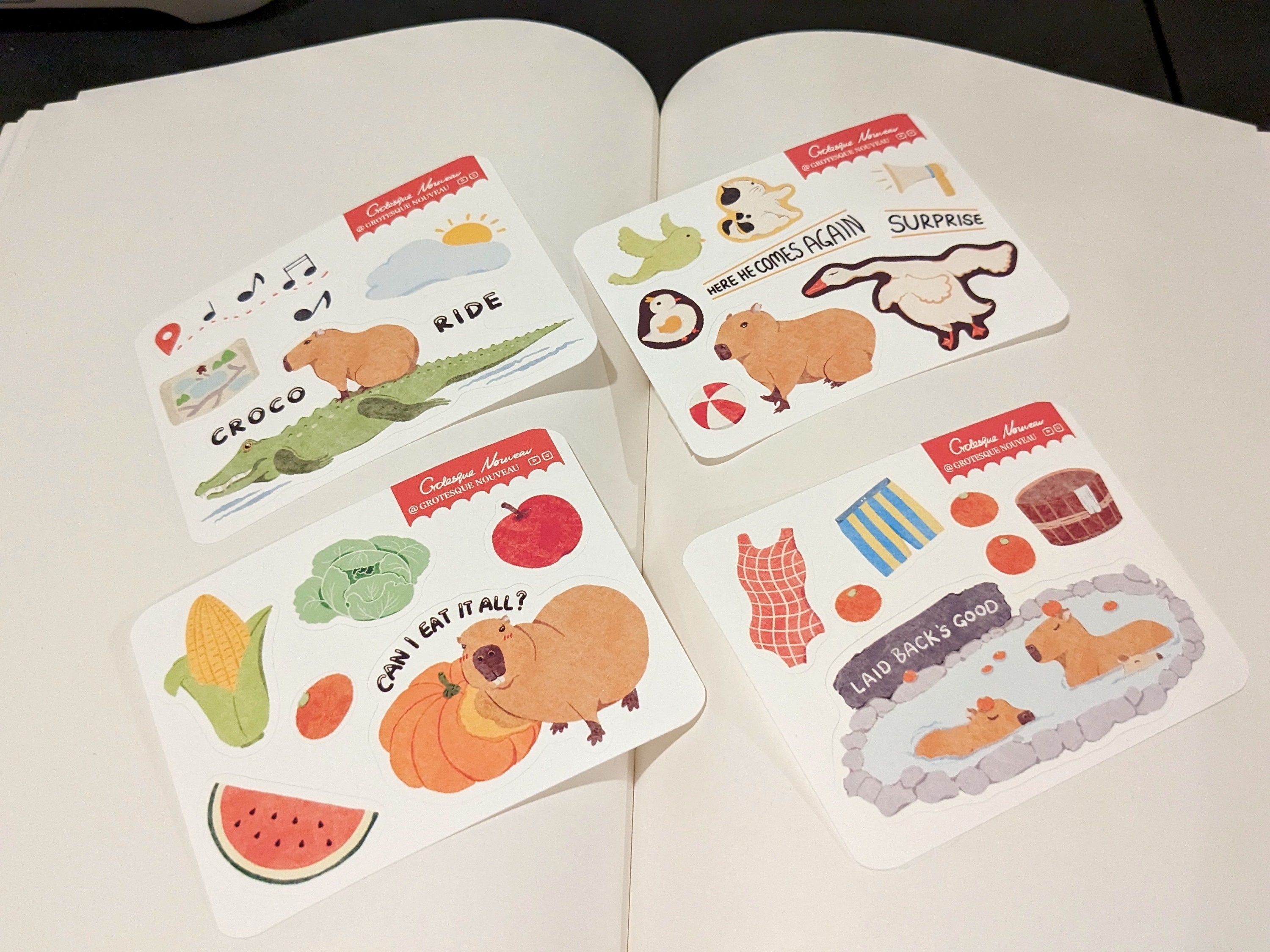 Capybara Hot Spring Bath Sticker Sheet, Vinyl Laptop Sticker, Planner ...
