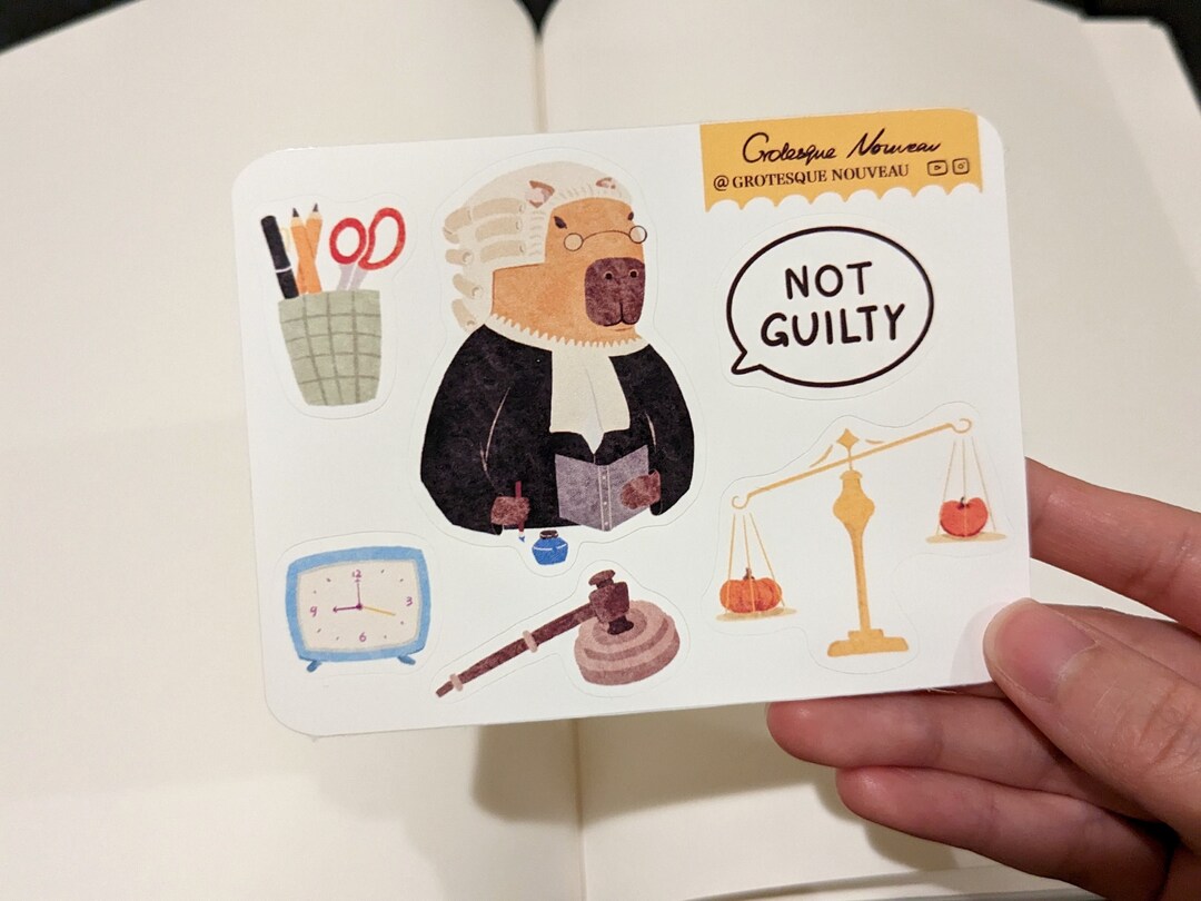 Judge Capybara Sticker Sheet, Handmade Kawaii Sticker, Planner Sticker ...