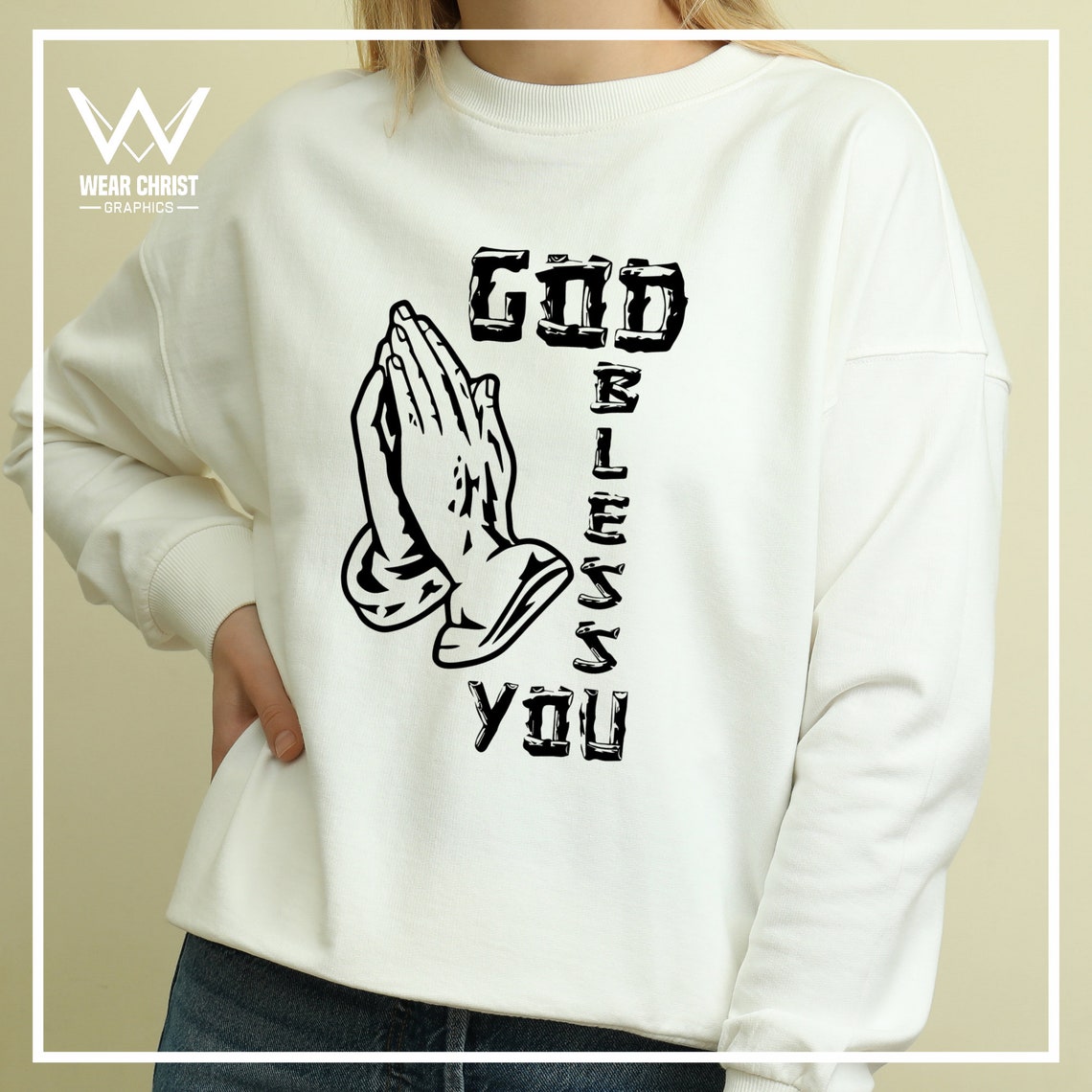 God Bless You SVG, Praying Hands PNG Christian Design SVG, Thank You ...