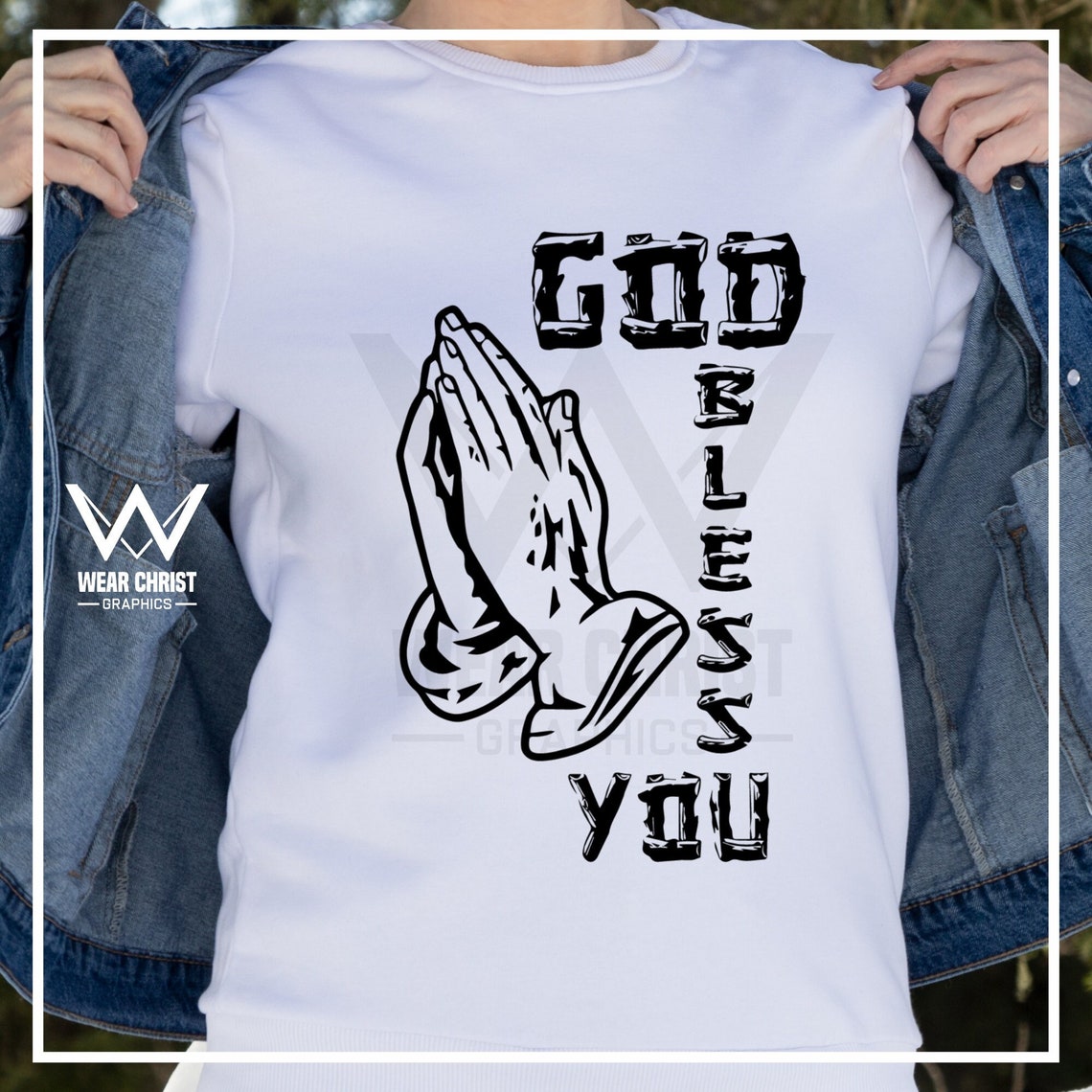God Bless You SVG, Praying Hands PNG Christian Design SVG, Thank You ...