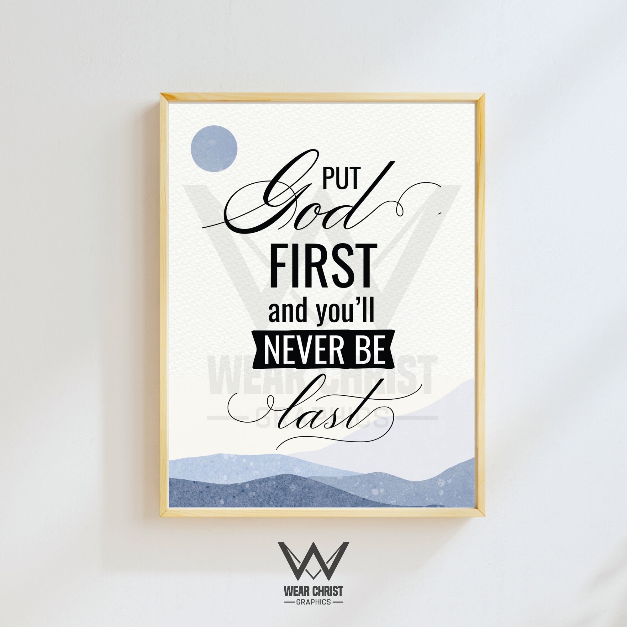 Set of 4 Blue Sky Christian Wall Art Prints, Bible Verse Scripture ...