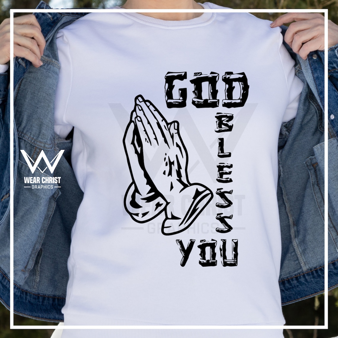 God Bless You SVG Praying Hands PNG Christian Design SVG - Etsy