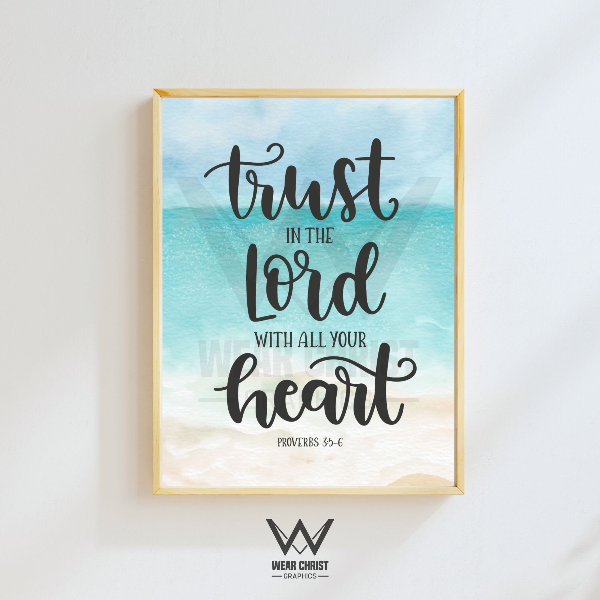 Set of 4 Sea Landscapes Christian Wall Art Prints, Bible Verse ...
