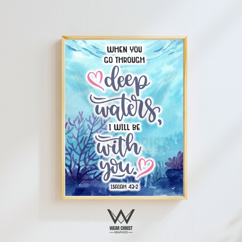 Set of 4 Sea Landscapes Christian Wall Art Prints, Bible Verse ...