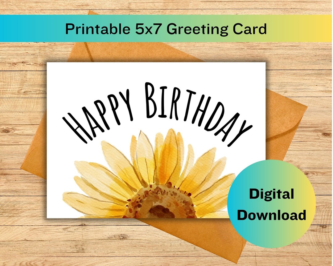 Sunflower Card, Happy Birthday Card, Digital Greeting Card, Happy ...