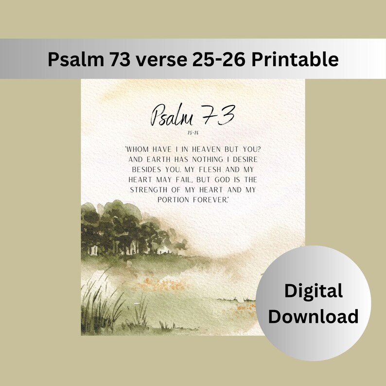 Psalm 73 Bible Verse Digital Printable, Digital Bible Art, Digital Wall ...