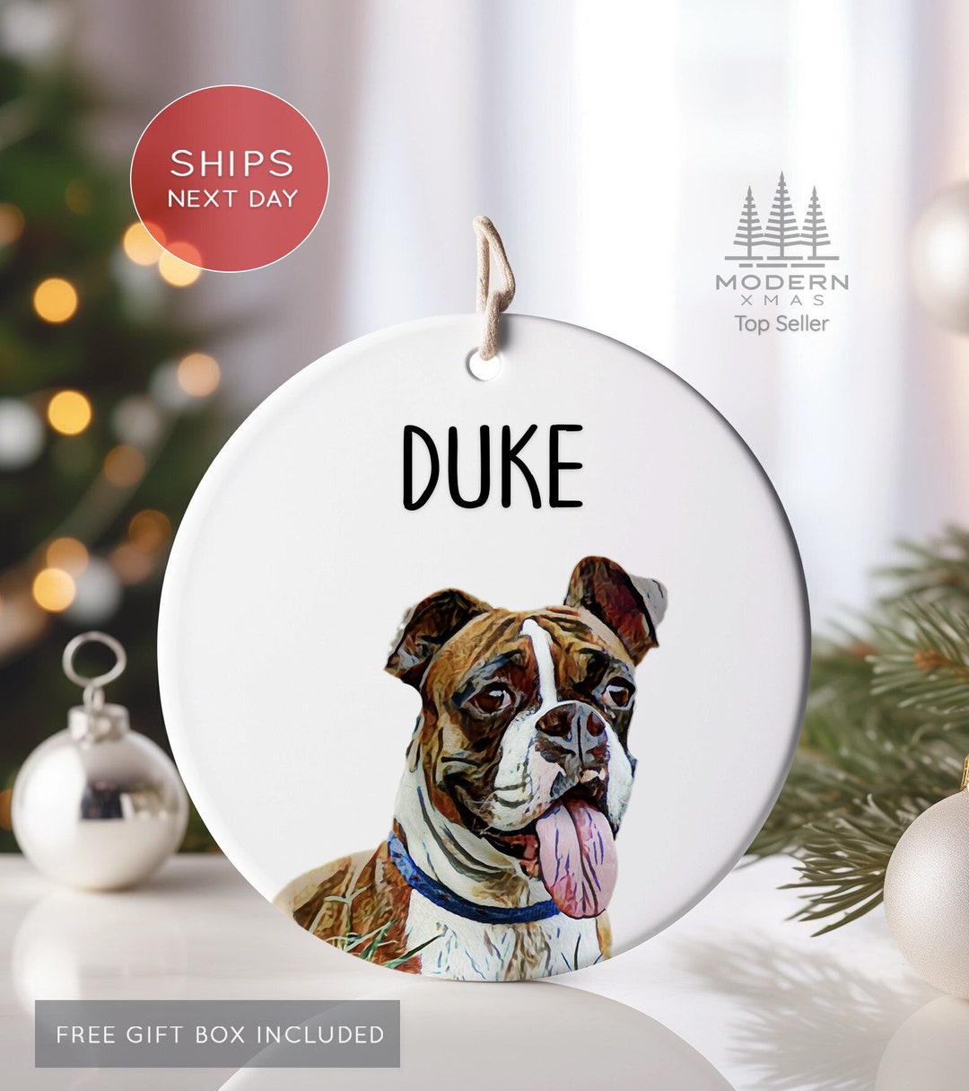 Boxer Ornament - Personalized Boxer Photo Gift - Christmas Gift for ...