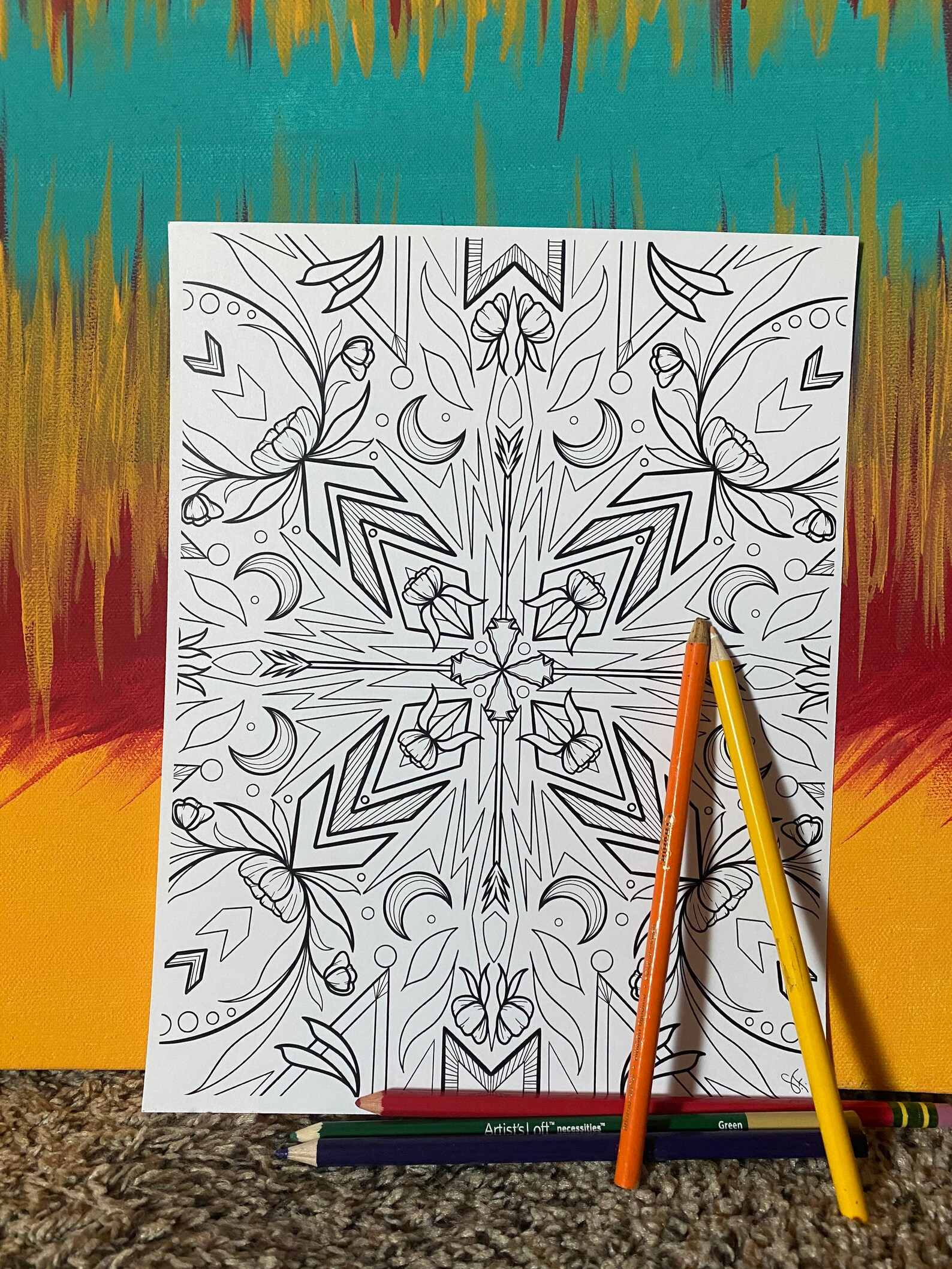 Indigenous Coloring Page Detailed Mandala With Floral by Shelby Fish ...