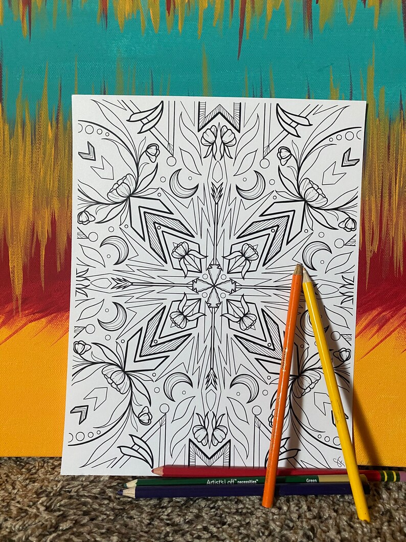 Indigenous Coloring Page Detailed Mandala With Floral by Shelby Fish ...