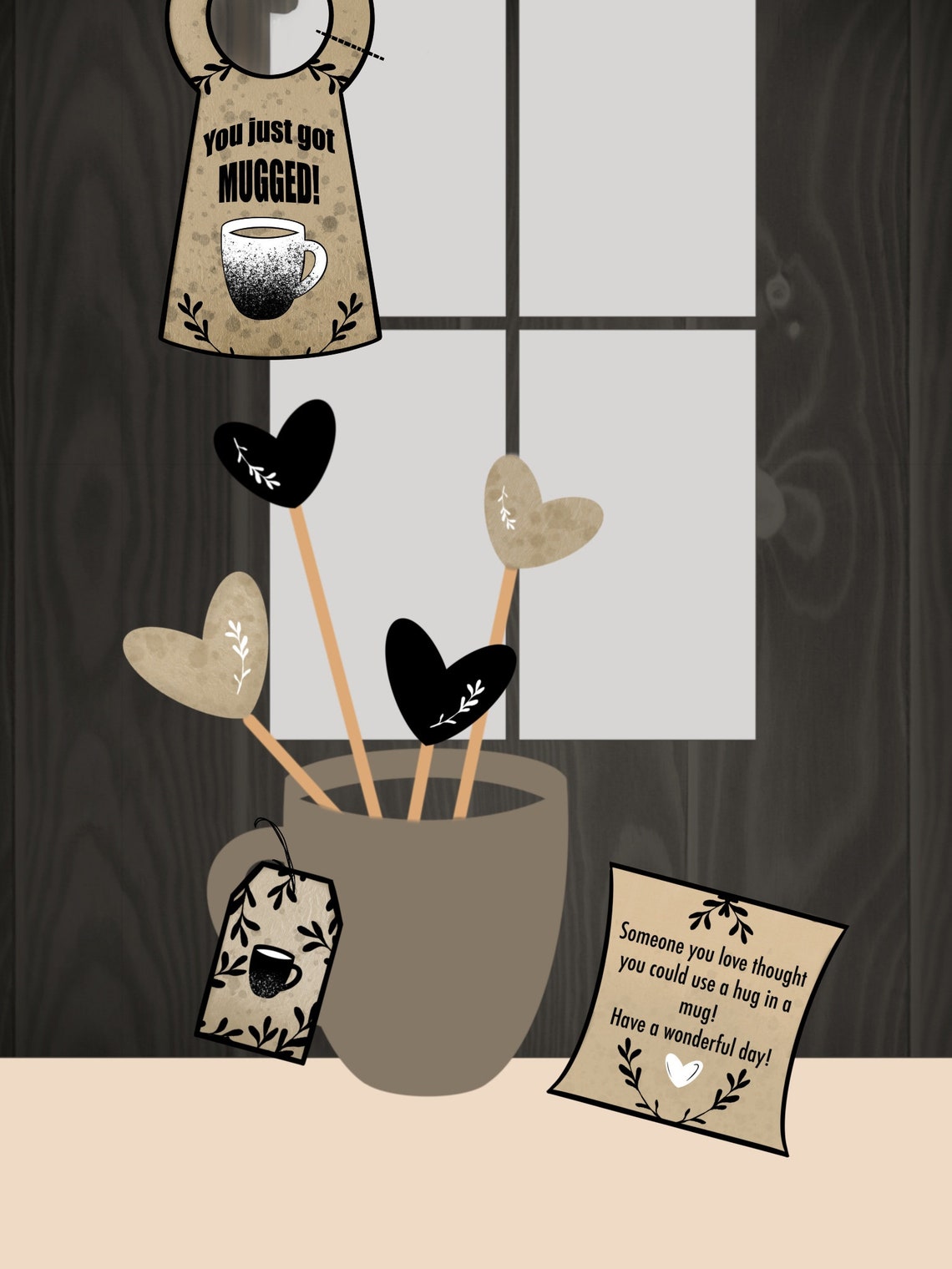 Youve Been Mugged Printable Gift Tag Set to Leave at Door Art by Shelby ...