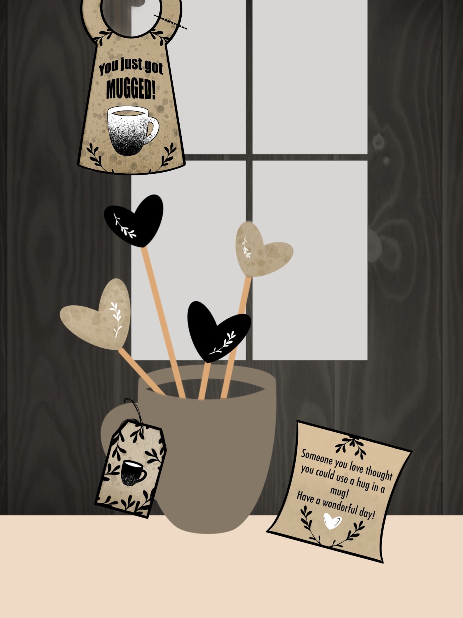 Youve Been Mugged Printable Gift Tag Set to Leave at Door Art by Shelby ...