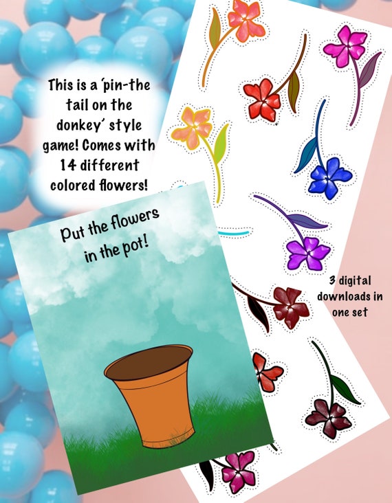 Put the Flowers in the Pot Pin the Tail Style Game Designed by - Etsy