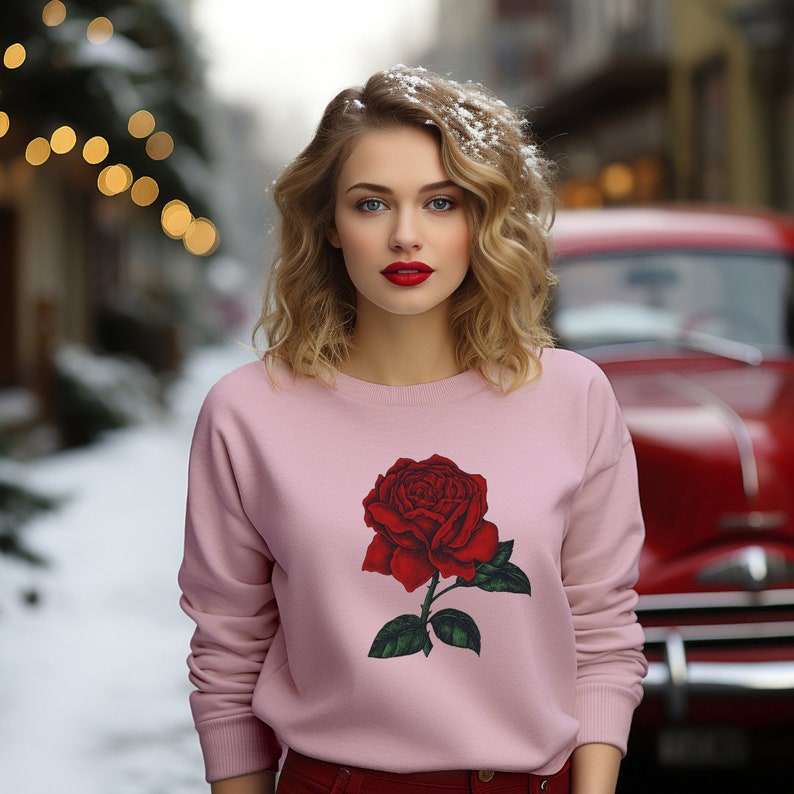 Beautiful Red Rose Sweatshirt, Bloody Rose Shirt, Blooming Rose ...
