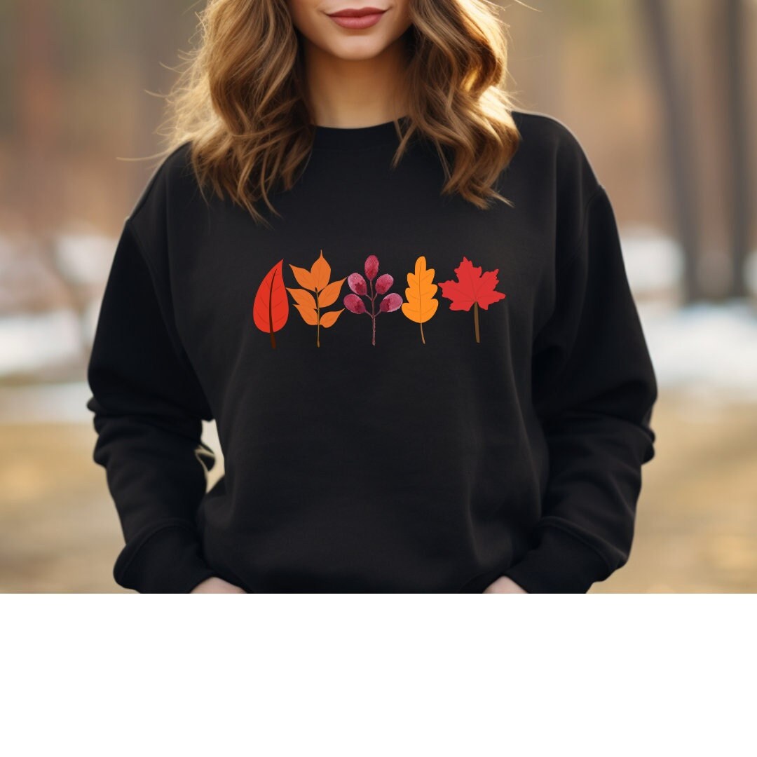 Fall Leaves Sweatshirt, Autumn Fall Maple Leaves Olive Green Crewneck ...